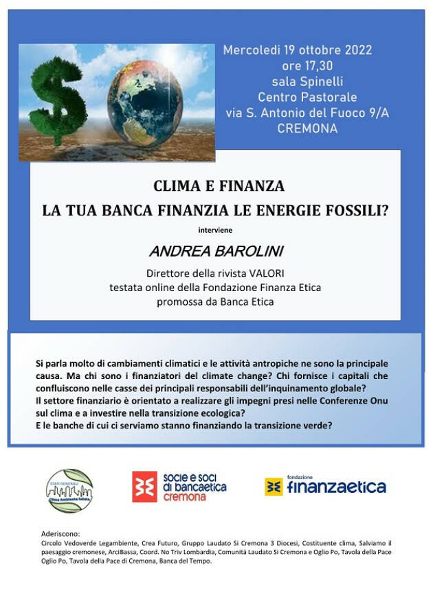 CLIMA E FINANZA. LA TUA BANCA FINANZIA LE ENERGIE FOSSILI?