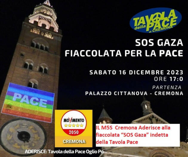 IL M5S Cremona Aderisce alla fiaccolata “SOS Gaza” indetta della Tavola ...