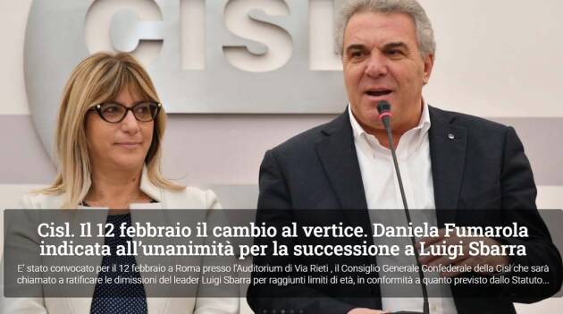La Cisl cambia segretario generale Daniela Fumarola subentra a Luigi Sbarra
